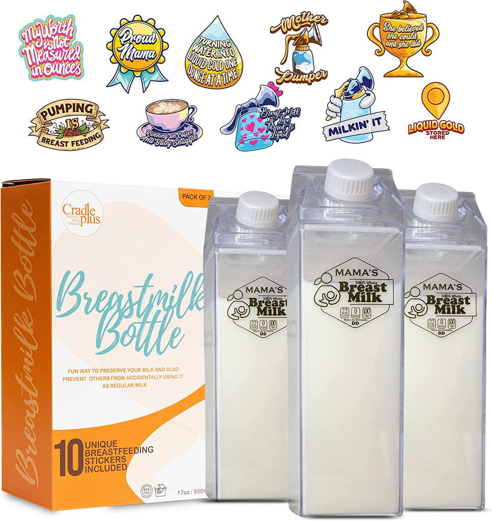 Breastmilk Pitcher (3pack-17oz) W/ 10 breastfeeding stickers – Cradle Plus